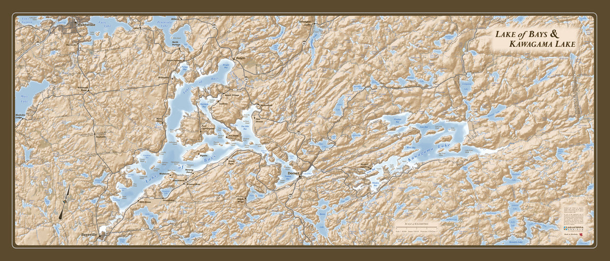 Lake of Bays Kawagama Lake Antique Style Map – Aquaterra Designs